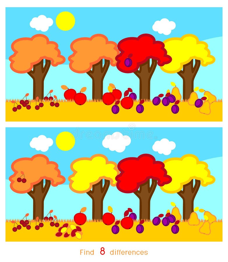 Find eight differences stock vector. Illustration of outdoor - 131365418