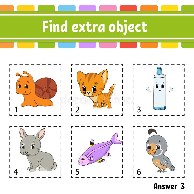 Find Extra Object. Educational Activity Worksheet for Kids and Toddlers ...