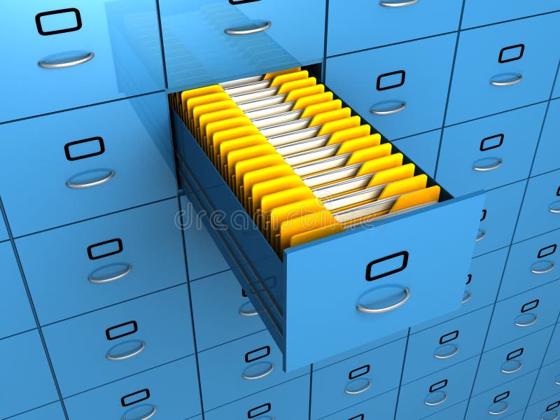 Find Folder in Archive Drawer Blue Cabinet Stock Illustration ...