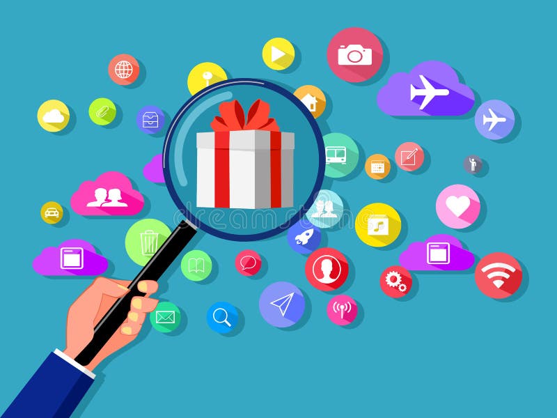 Find Gifts on Online Communication Networks. Vector Illustration Stock ...
