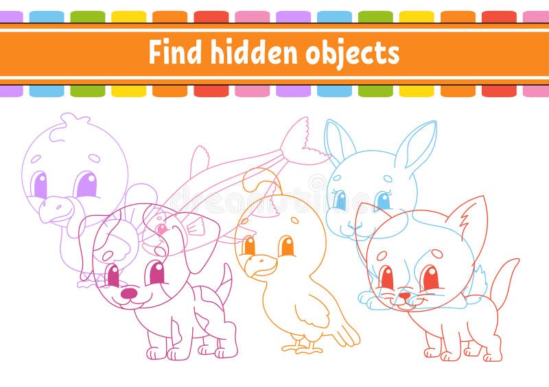 Find Hidden Object. Education Developing Worksheet. Activity Page with ...