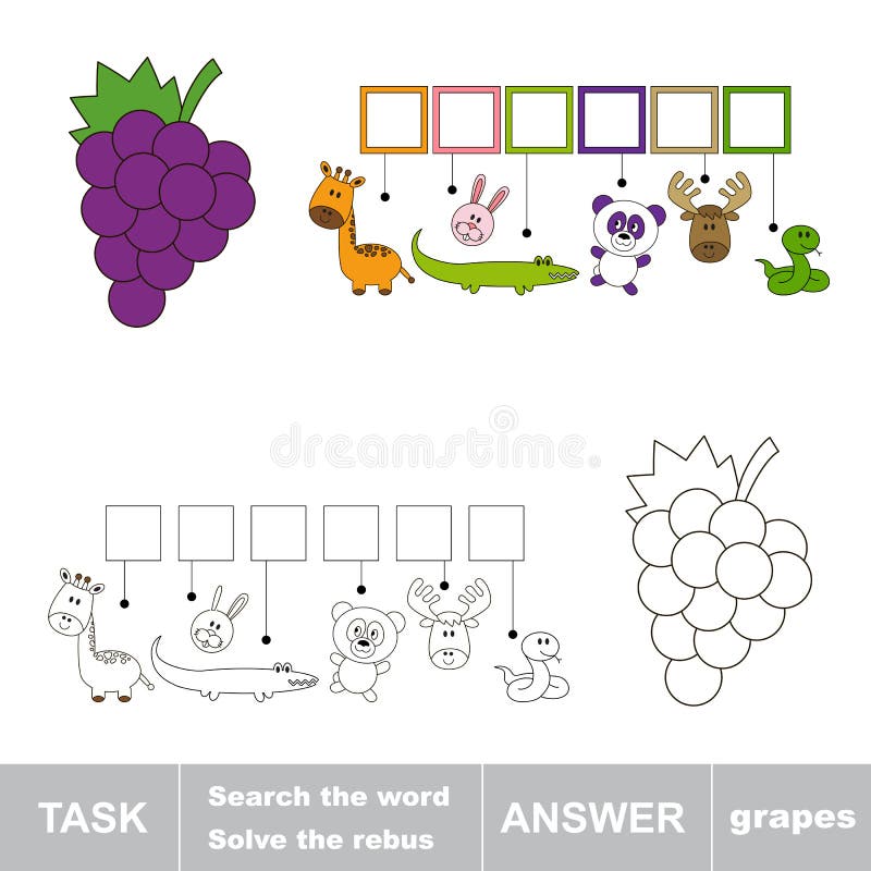 Find hidden word GRAPES stock vector. Illustration of black - 59559174