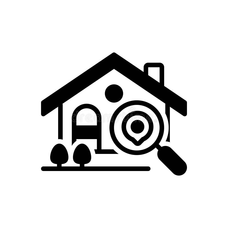 Black Solid Icon for Find Home, Find and Property Stock Illustration ...