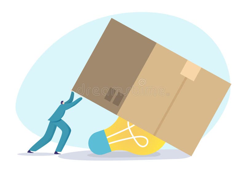 Find Idea Solution Under Box, Vector Illustration, Flat Tiny Person Man ...