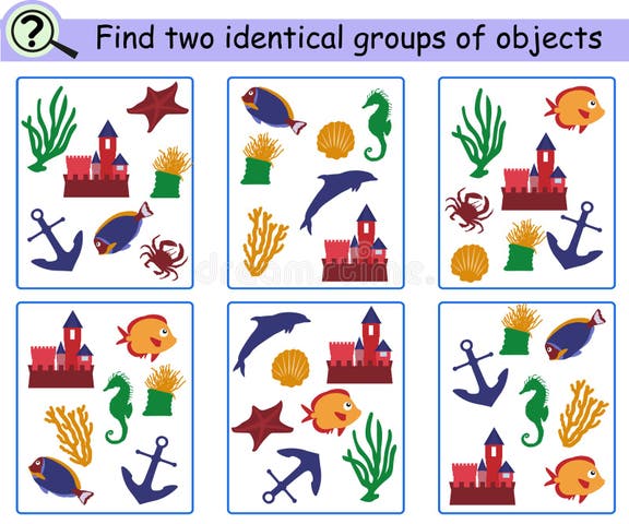 Find the Identical Groups of Objects. Educational Logical Game for ...