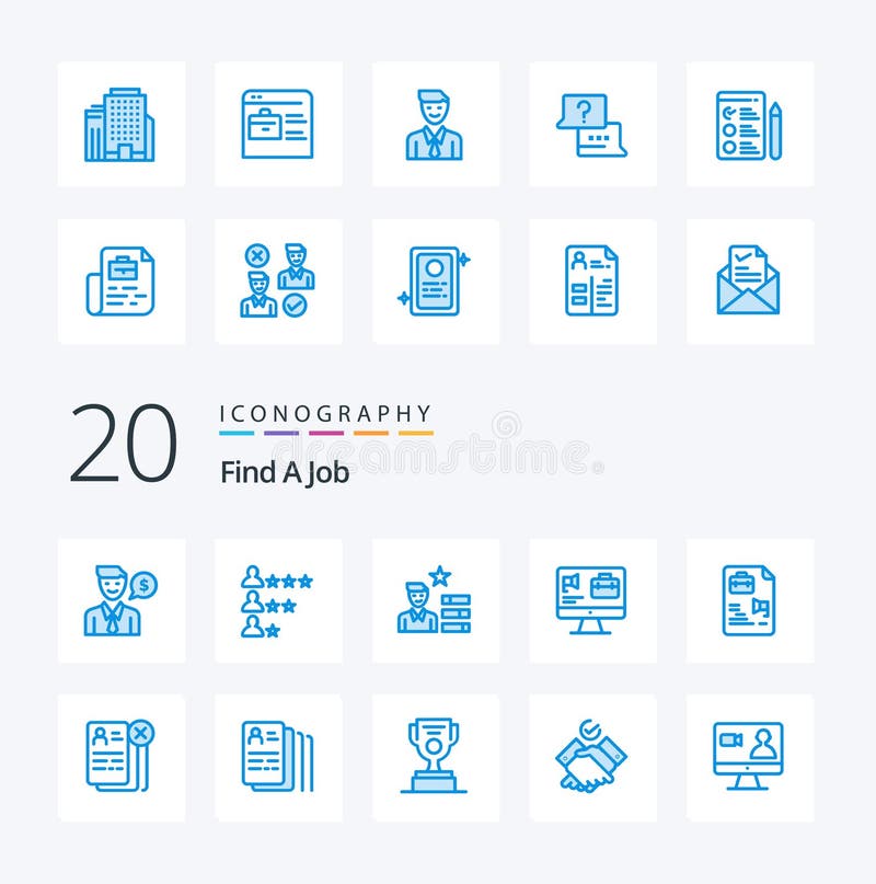 20 Find a Job Blue Color Icon Pack. Like Document. Job. Find Job ...