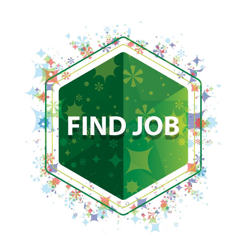Find Job Floral Plants Pattern Green Hexagon Button Stock Image - Image ...