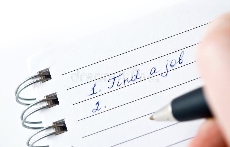 Find a Job - Hand Writing in Notebook Stock Image - Image of hunt ...