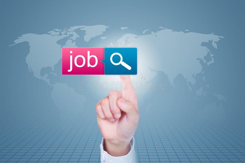 Find a Job Online. Man Clicks on Virtual Button with Text To Find Job ...