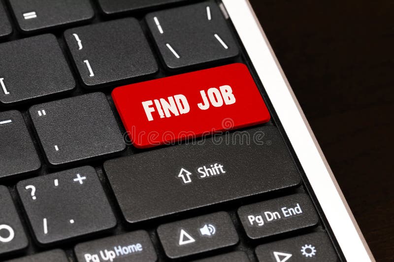 Find Job on Red Enter Button on Black Keyboard Stock Photo - Image of ...