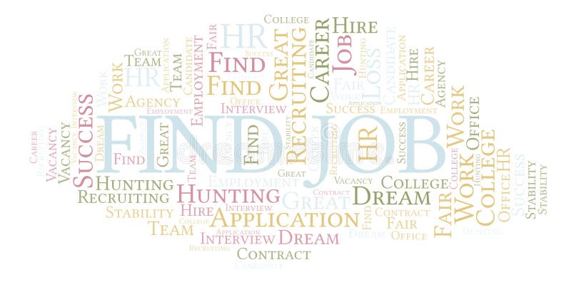 Find Job word cloud. stock illustration. Illustration of recruting ...