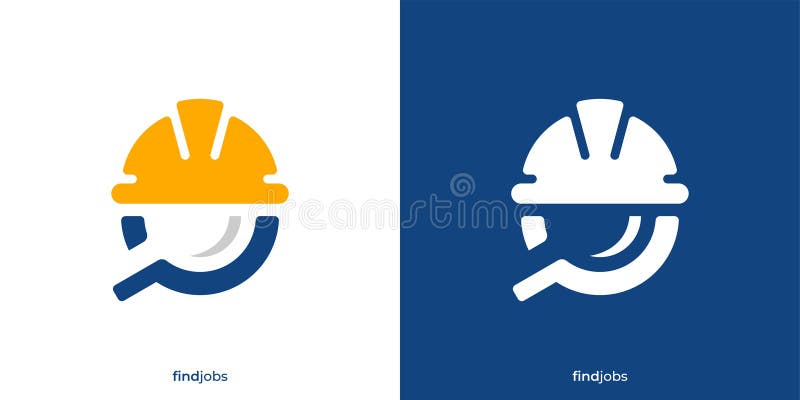 Simple Find Jobs Logo. Magnifying Glass and Construction Helmet Graphic ...