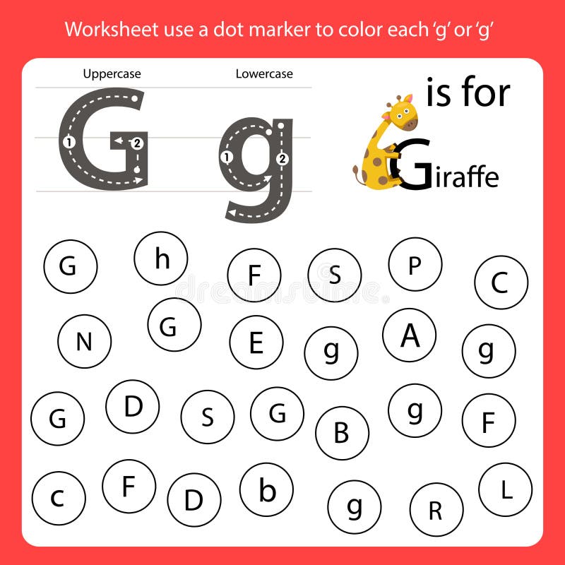 Find the Letter Worksheet Use a Dot Marker To Color Each G Stock Vector ...