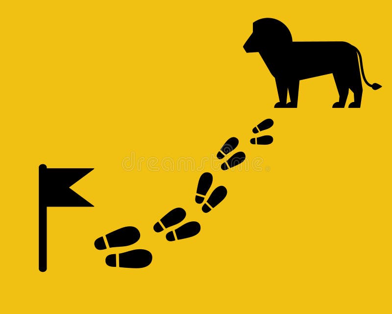 Find the Lion on the Map. Footstep with Flag Stock Vector ...