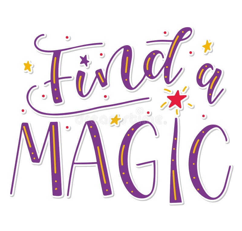 Find a Magic Colored Lettering with Magic Wand, Multicolored Vector ...