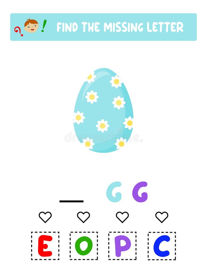Find the Missing Letter. Easter Eggs Stock Illustration - Illustration ...