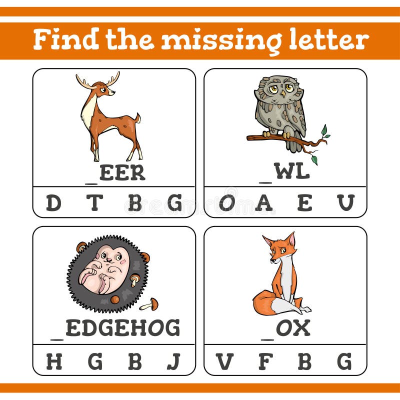 Find the Missing Letter Game for Preschool Children Stock Vector - Illustration of education ...
