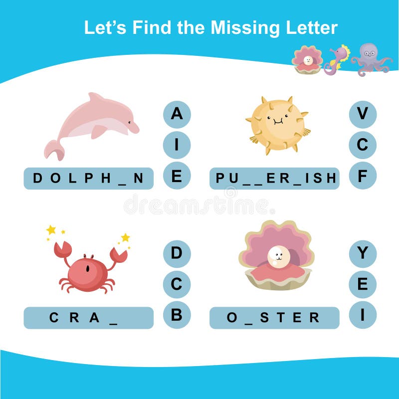 Missing Letter Worksheet for Preschool Stock Vector - Illustration of ...