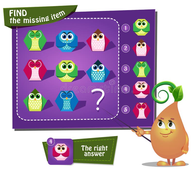 Find the Missing Owl Geometric Stock Illustration - Illustration of ...