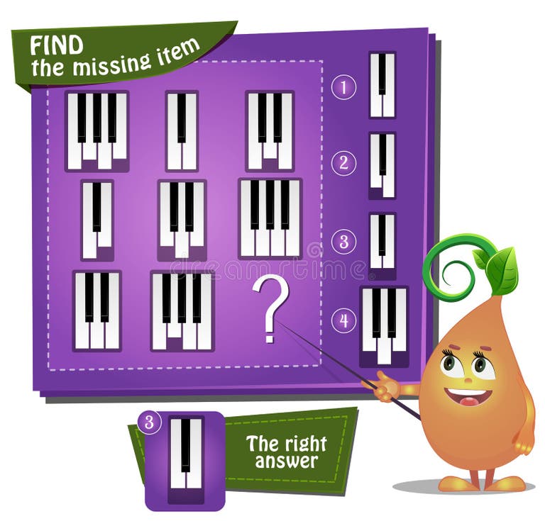 Find the Missing Part Piano Keys Stock Illustration - Illustration of ...