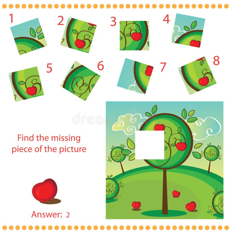Find Missing Piece - Puzzle Game for Children Stock Vector ...