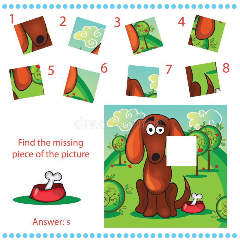Find Missing Piece - Puzzle Game for Children Stock Vector ...