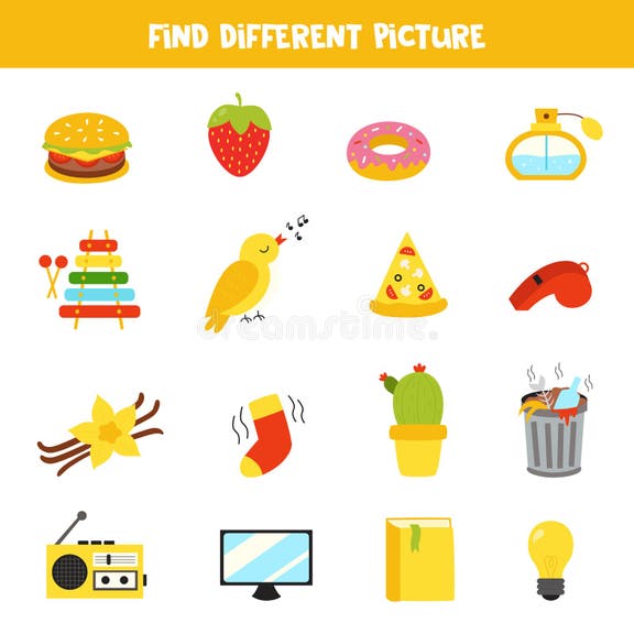 Find Different Object in Each Row. Logical Game for Preschool Kids. 5 ...