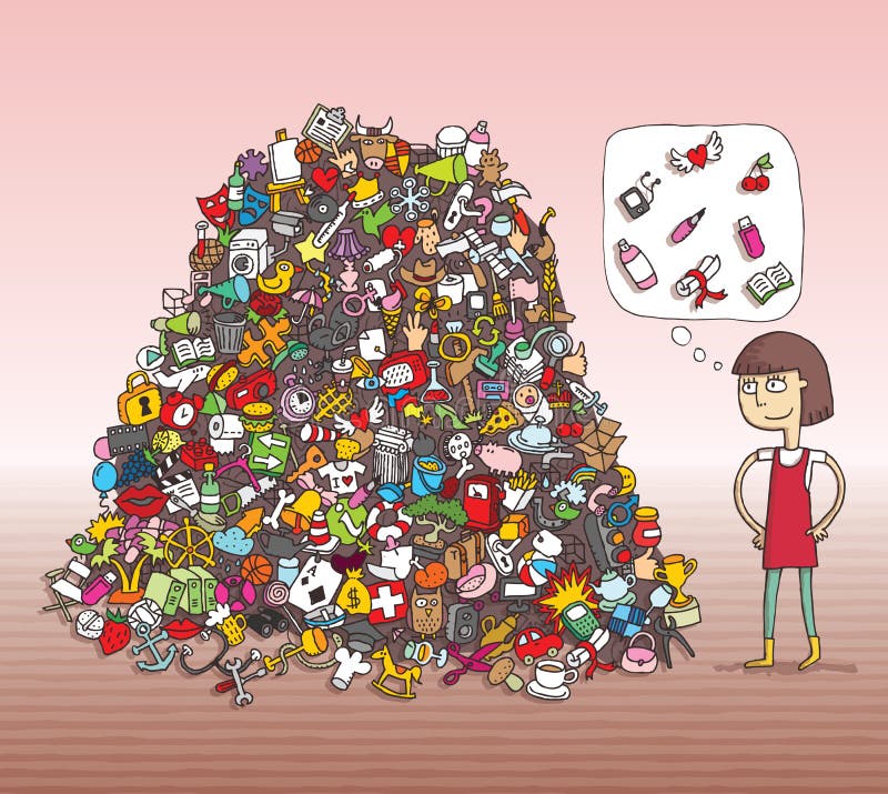 Find Objects Visual Game Solution In Hidden Layer Stock Vector Illustration Of Riddle Pile