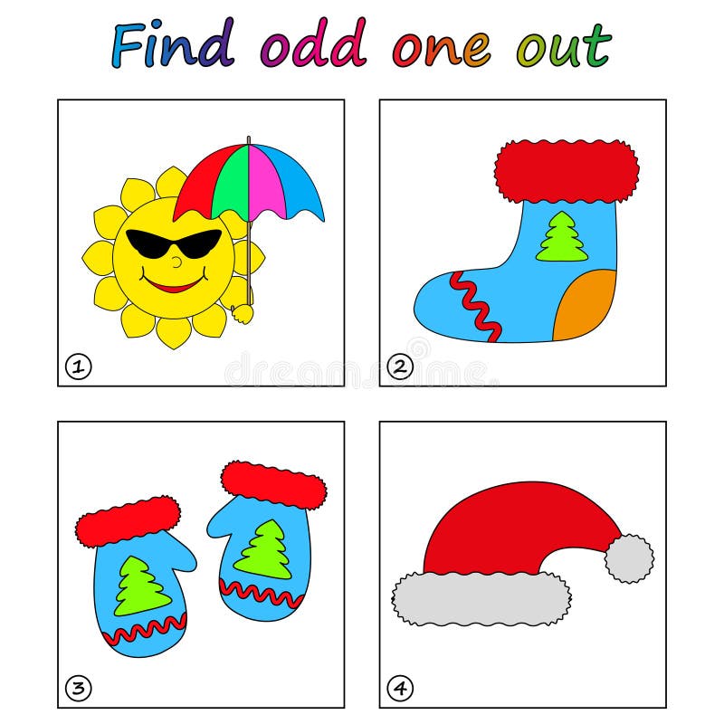 Find Odd One Out - Game for Kids. Worksheet Stock Vector - Illustration ...