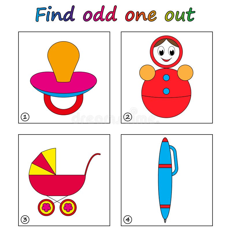 Find Odd One Out - Game for Kids. Worksheet Stock Vector - Illustration ...