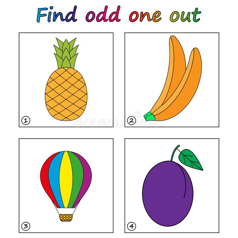 Find Odd One Out - Game for Kids. Worksheet Stock Vector - Illustration ...