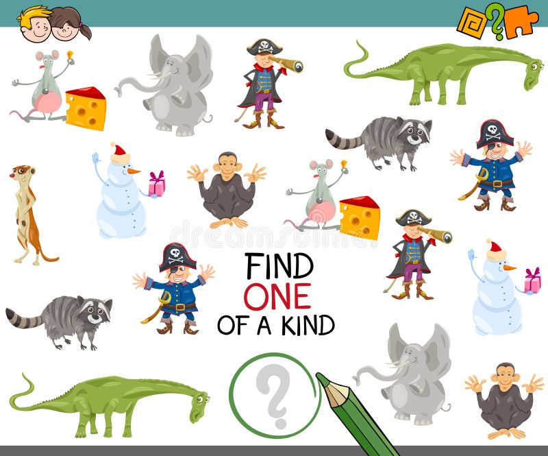 Find One of a Kind Activity Game Stock Vector - Illustration of funny ...