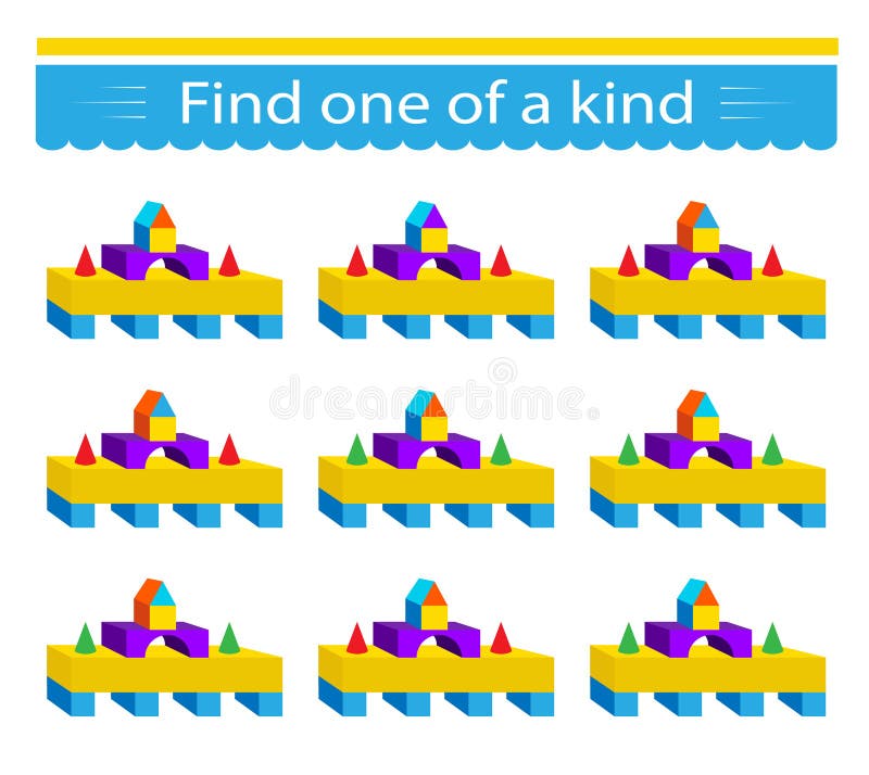 Fun Education Game for Kids. Need To Find One of a Kind Pyramid Stock ...