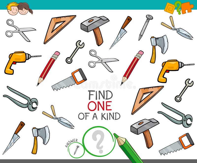 Find One of a Kind Game with Tools Stock Vector - Illustration of kind ...