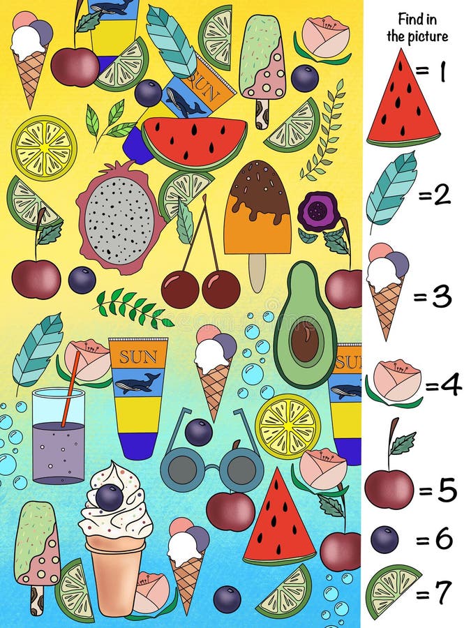 Find in the Picture. Logical Game for Kids Stock Photo - Image of ...