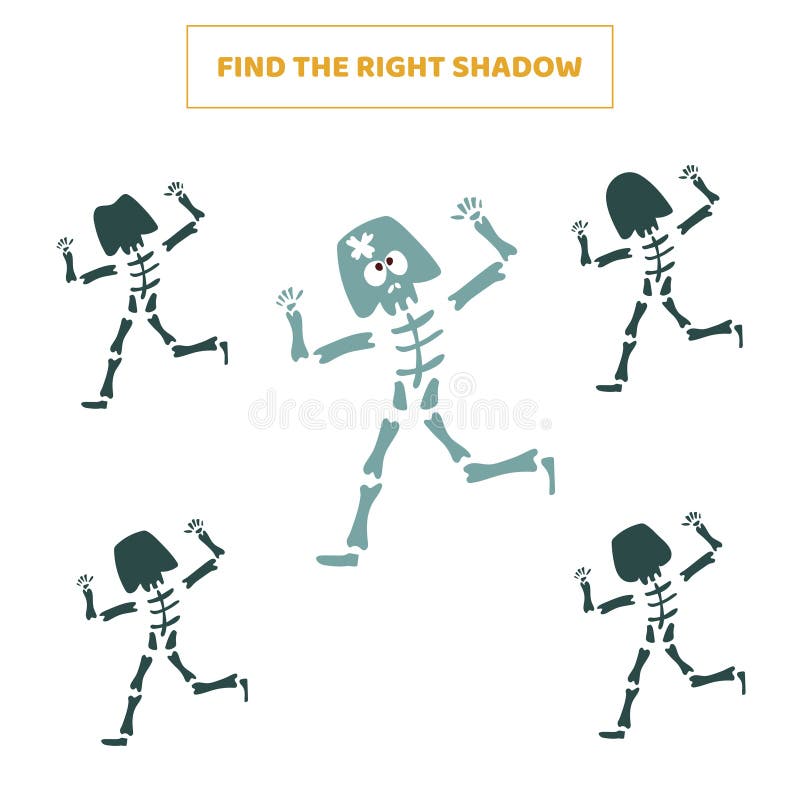 Find the Right Shadow for Cartoon Skeleton Stock Illustration ...