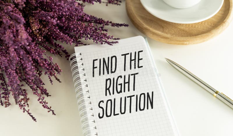 Find the Right Solution. Businessman Holding a Card with a Message Text ...