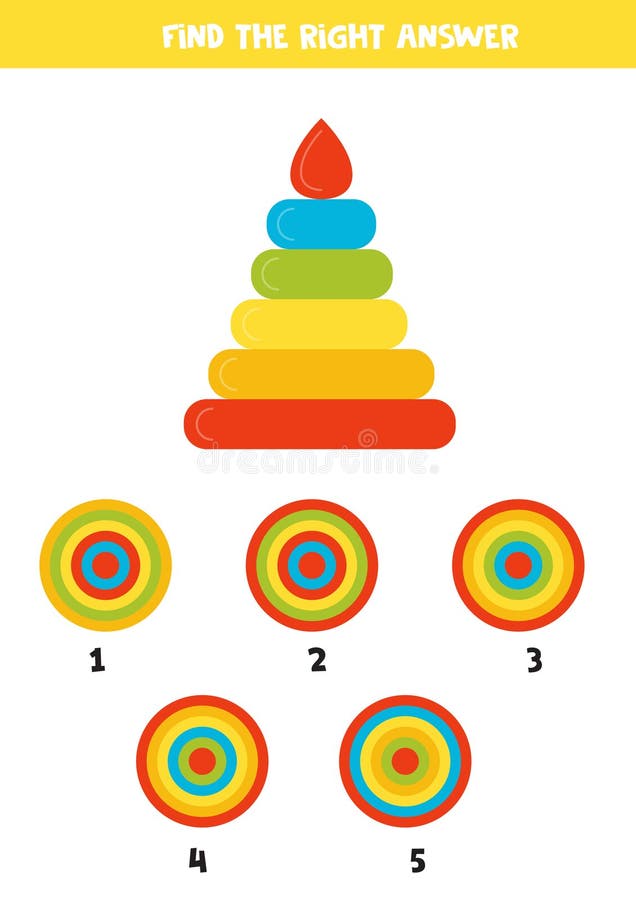 Find the Right Top View. Worksheet with Toy Pyramid. Stock Vector ...