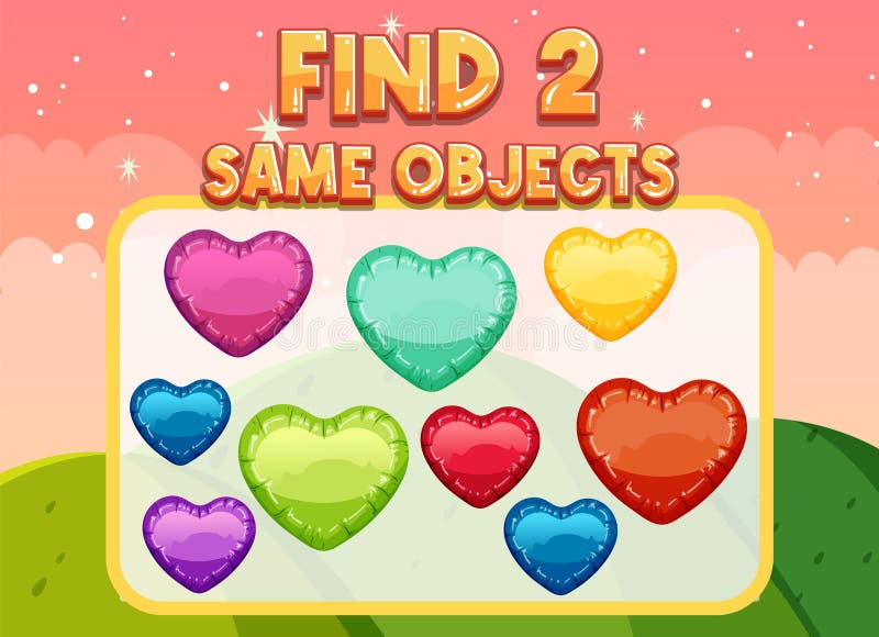 Find 2 Same Object Worksheet for Children Stock Vector - Illustration ...