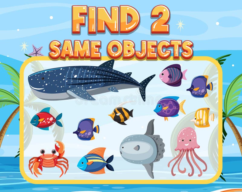 Find 2 Same Object Worksheet for Children Stock Vector - Illustration ...