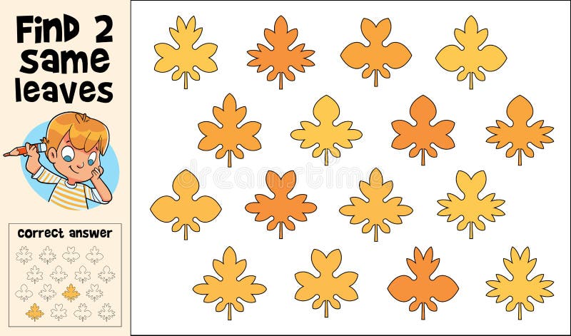 Find 2 Same Objects. Educational Game for Children Stock Vector ...