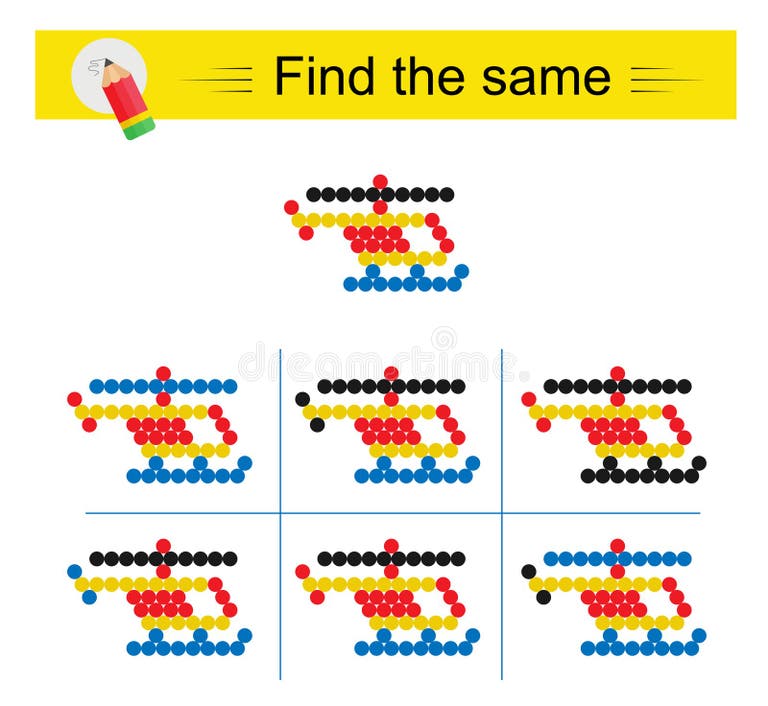 Puzzle Game for Children. Attention Task. Need To Find the Exact Same ...