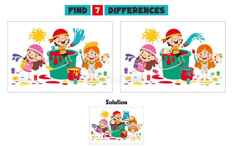 Find Seven Differences Activity for Children Stock Vector ...