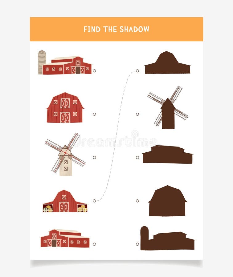 Find the Shadow. Worksheet for Children with a Task. Stock Vector ...