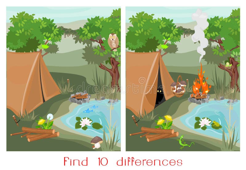 Find Differences Educational Kids Game with Forest Animal Characters ...