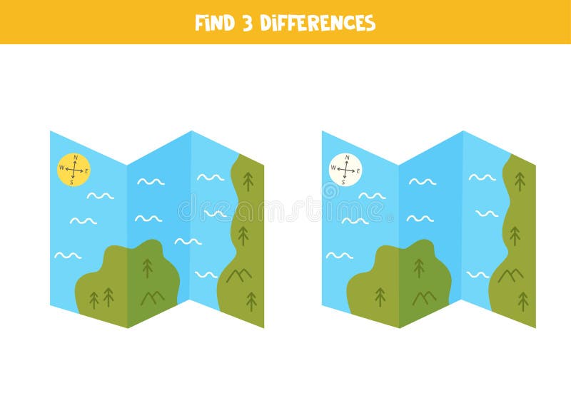 Find Three Differences between Two Navigation Maps. Stock Vector ...