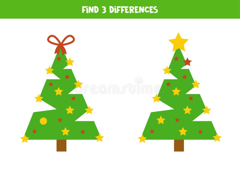 Find 3 Differences between Two Cute Christmas Trees. Stock Vector ...