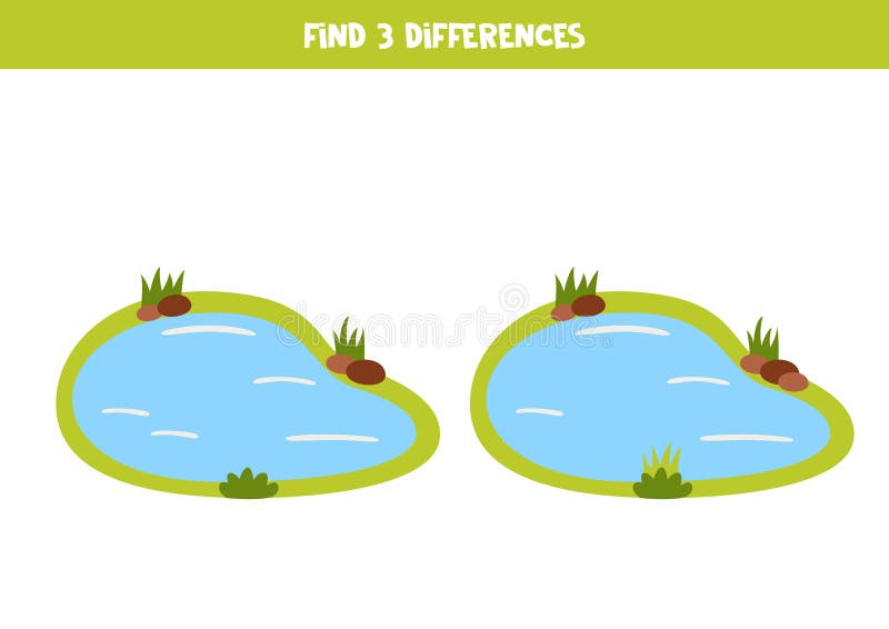 Find Three Differences between Two Pictures of Water Pond. Game for ...