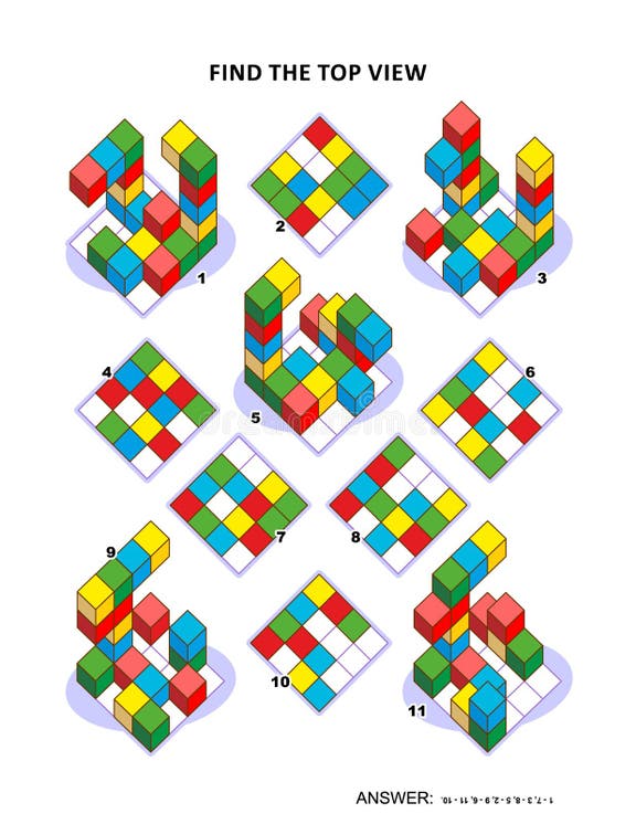 Find Top View Visual Math Puzzle Stock Vector - Illustration of match ...