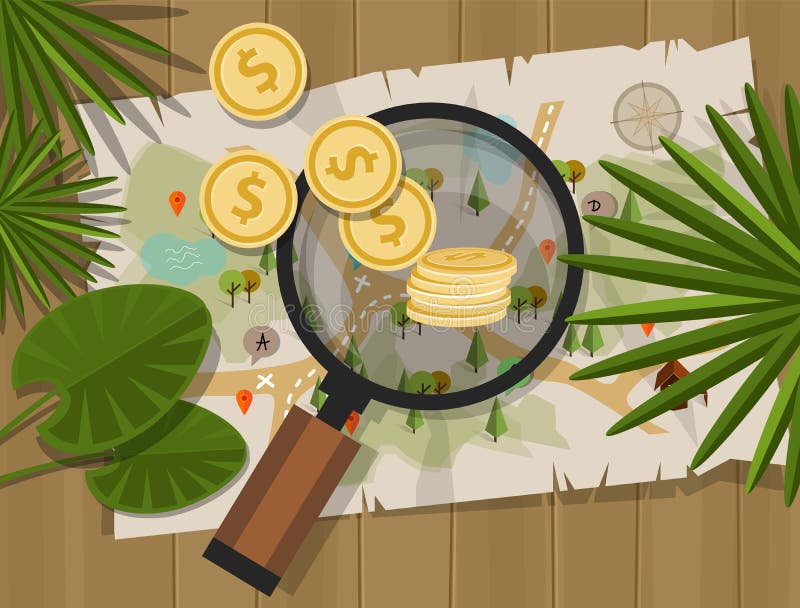 Find Treasure Hunt Money Map Stock Vector - Illustration of gold ...